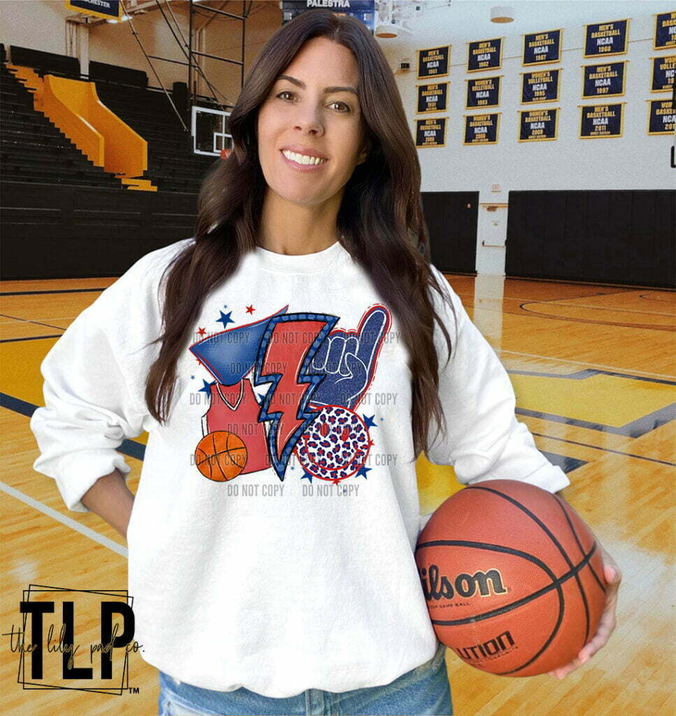 Navy and Red Basketball Bolt Cluster DTF - The Lily Pad -TLP