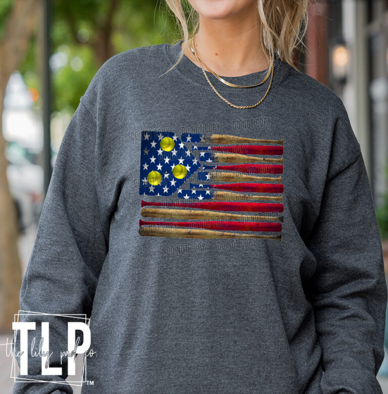 Bat Home plate Flag Softball DTF transfer - The Lily Pad -TLP