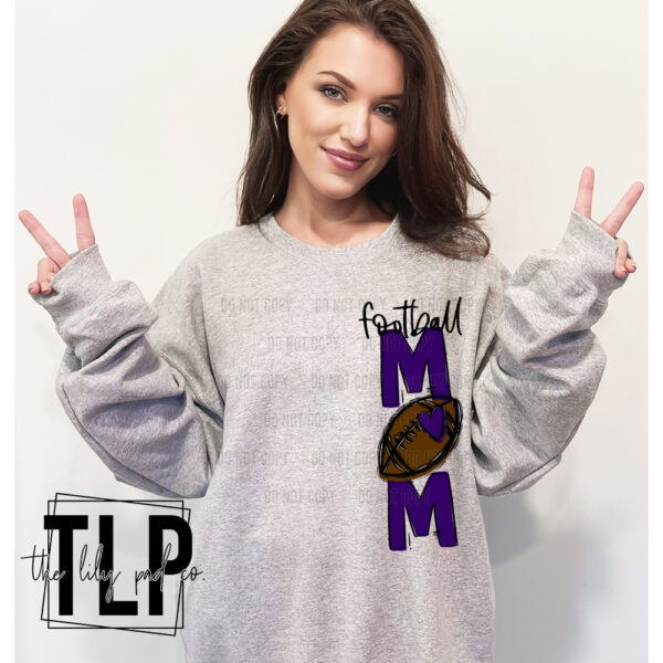 Vertical Football Mom Purple DTF Transfer - The Lily Pad -TLP