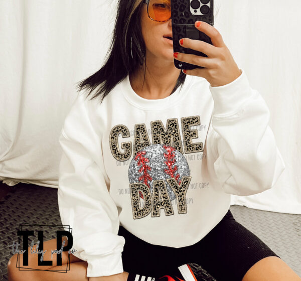 Game Day Leopard Faux Sequin Baseball Softball DTF transfer - The Lily Pad -TLP