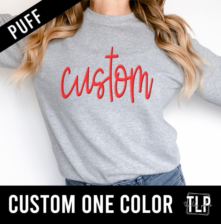 Custom Script Word-One Color Puff Vinyl Transfer - The Lily Pad -TLP