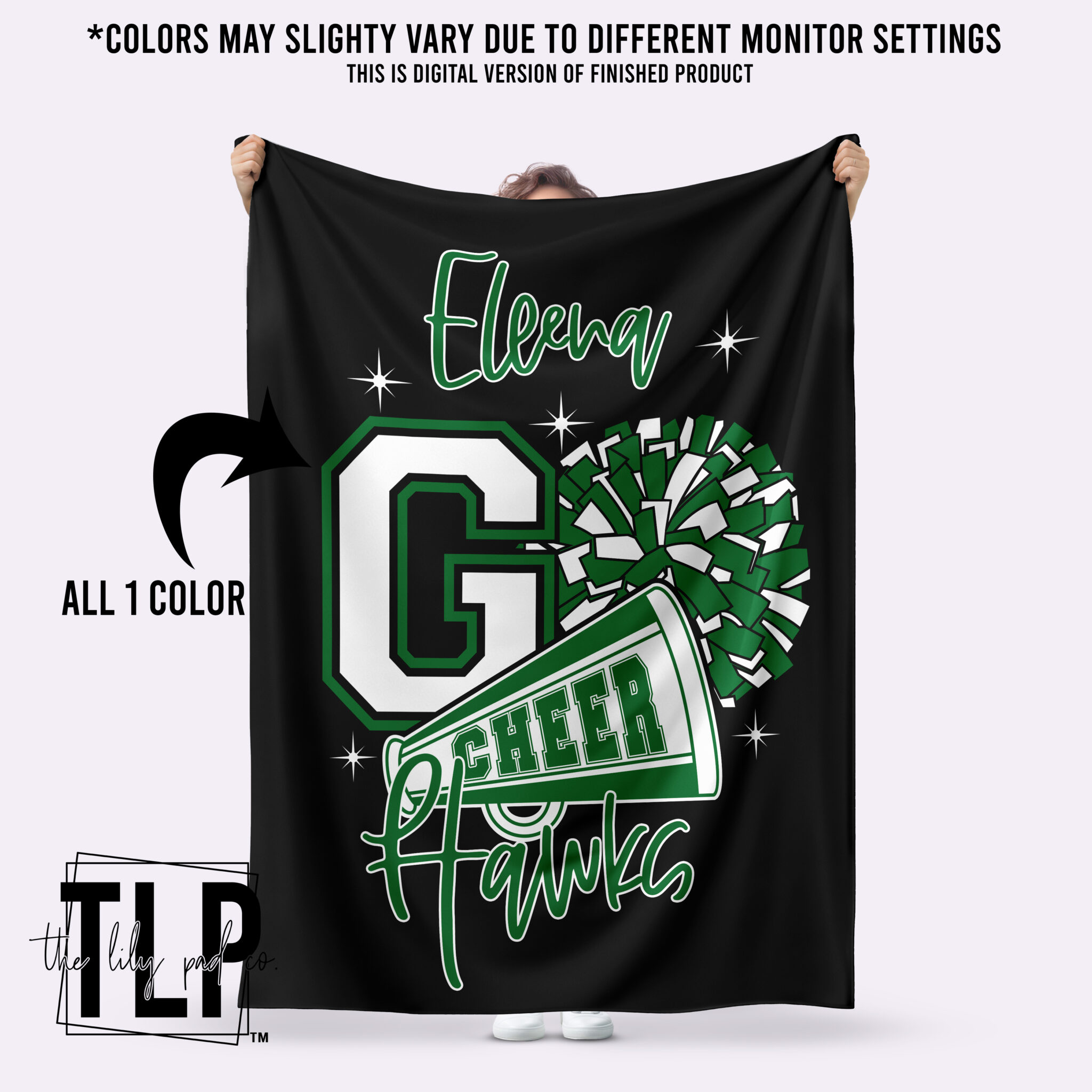 Custom Go Cheer Pom Spirit Mascot Plush Blanket - The Lily Pad -TLP