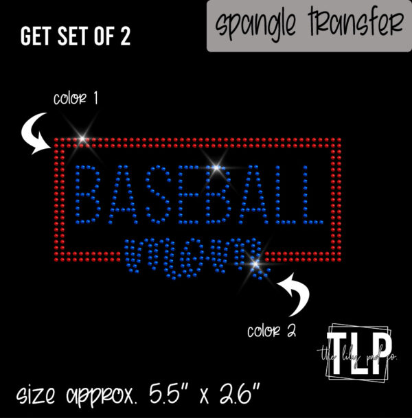 Baseball Mom Frame Set of 2 Hat Spangle Transfer - The Lily Pad -TLP