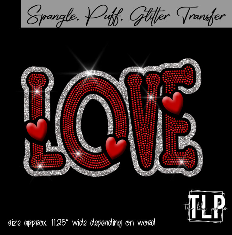 Love Multi Hearts Puff , Glitter, Spangle Transfer - The Lily Pad -TLP